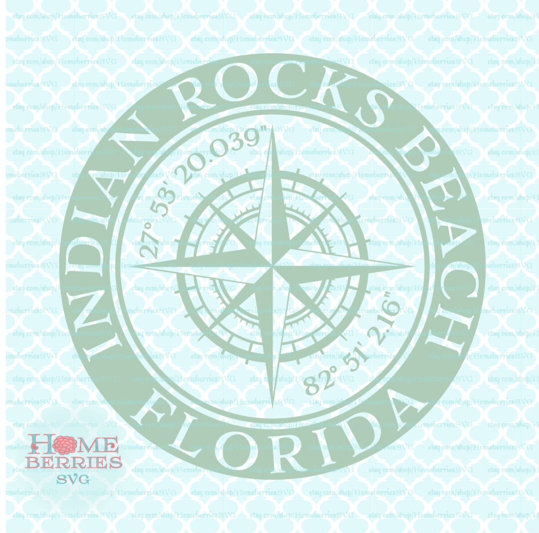 Indian Rocks Beach Florida FL Nautical Location Compass Rose Beach Home ...