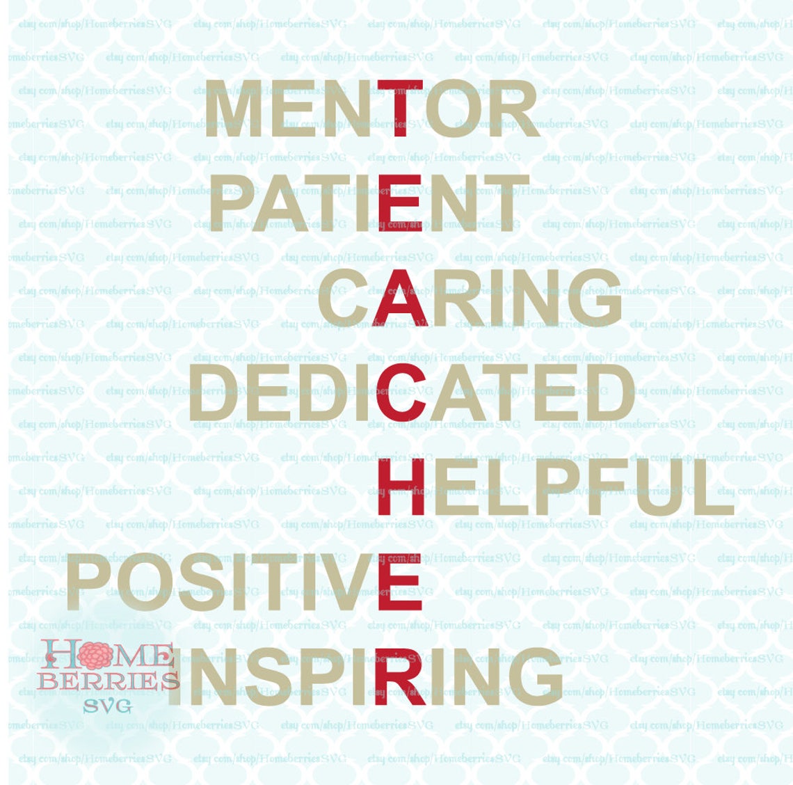 Teacher Appreciation Acrostic Poem Mentor Patient Caring - Etsy