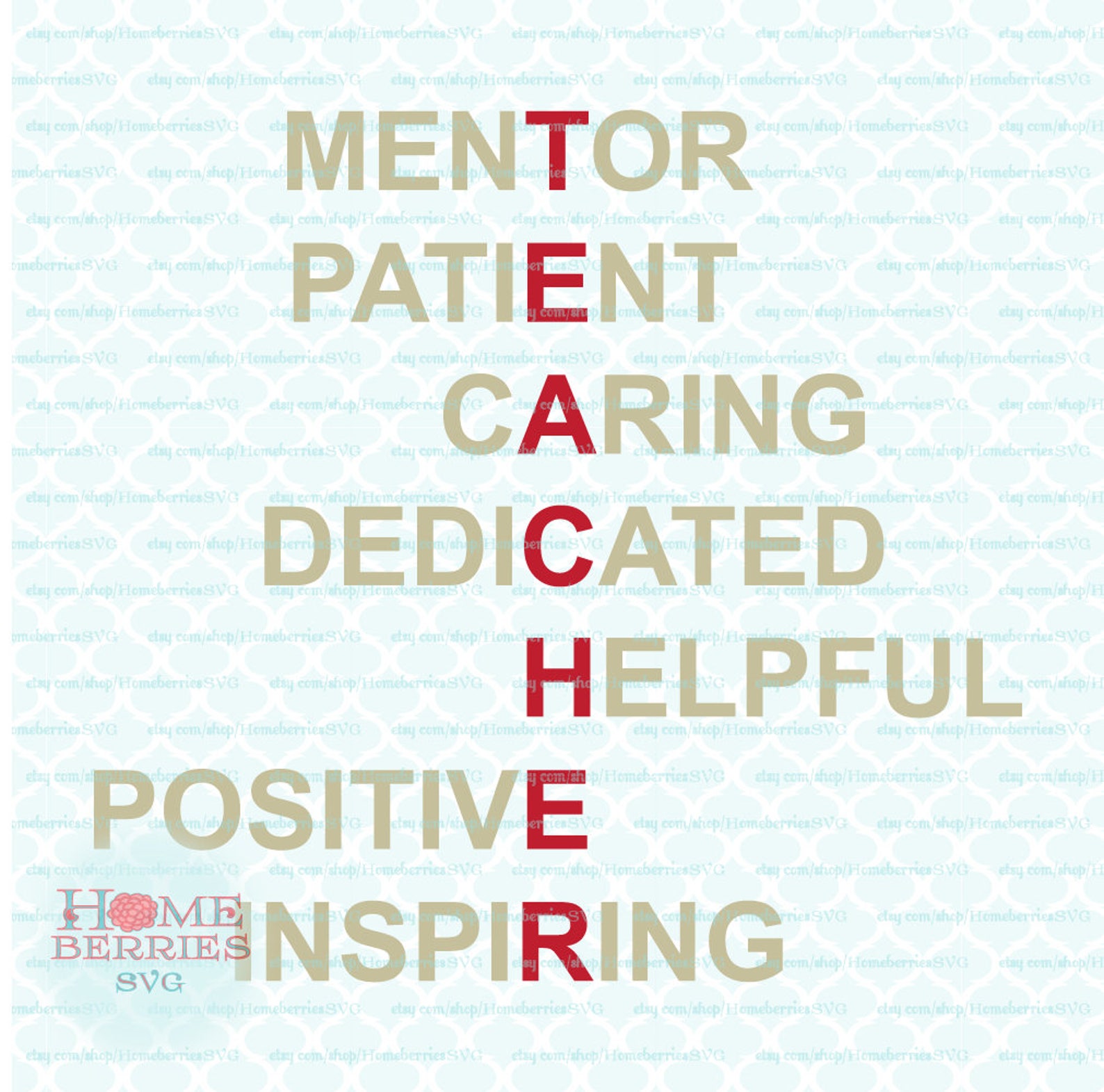 Teacher Appreciation Acrostic Poem Mentor Patient Caring - Etsy