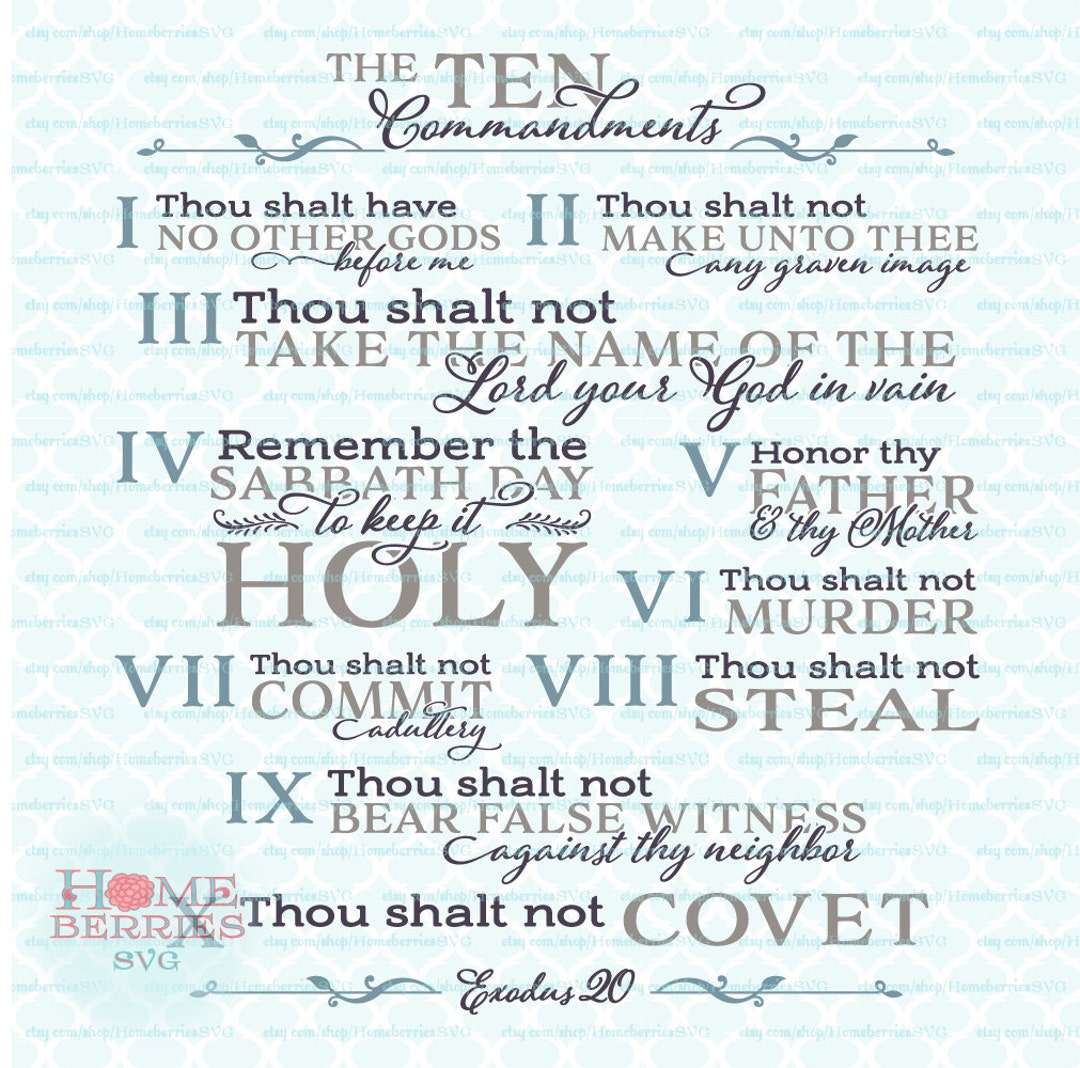 The Ten Commandments Svg KJV Bible God's Commandments Religious ...