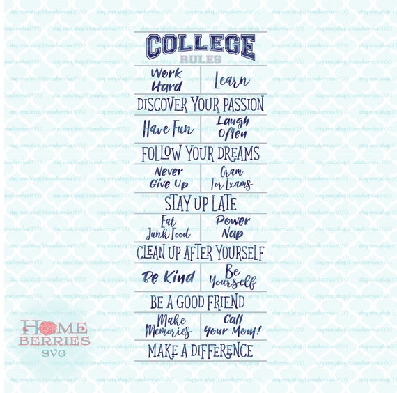 College Rules Work Hard Discover Your Passion Follow Your | Etsy