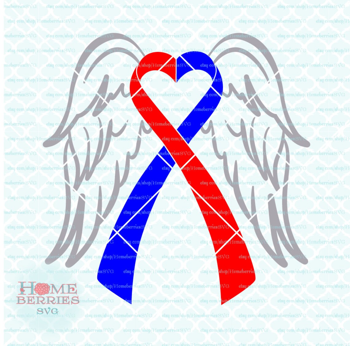 CHD Heart Ribbon Angel Memorial Congenital Heart Defect svg | Etsy