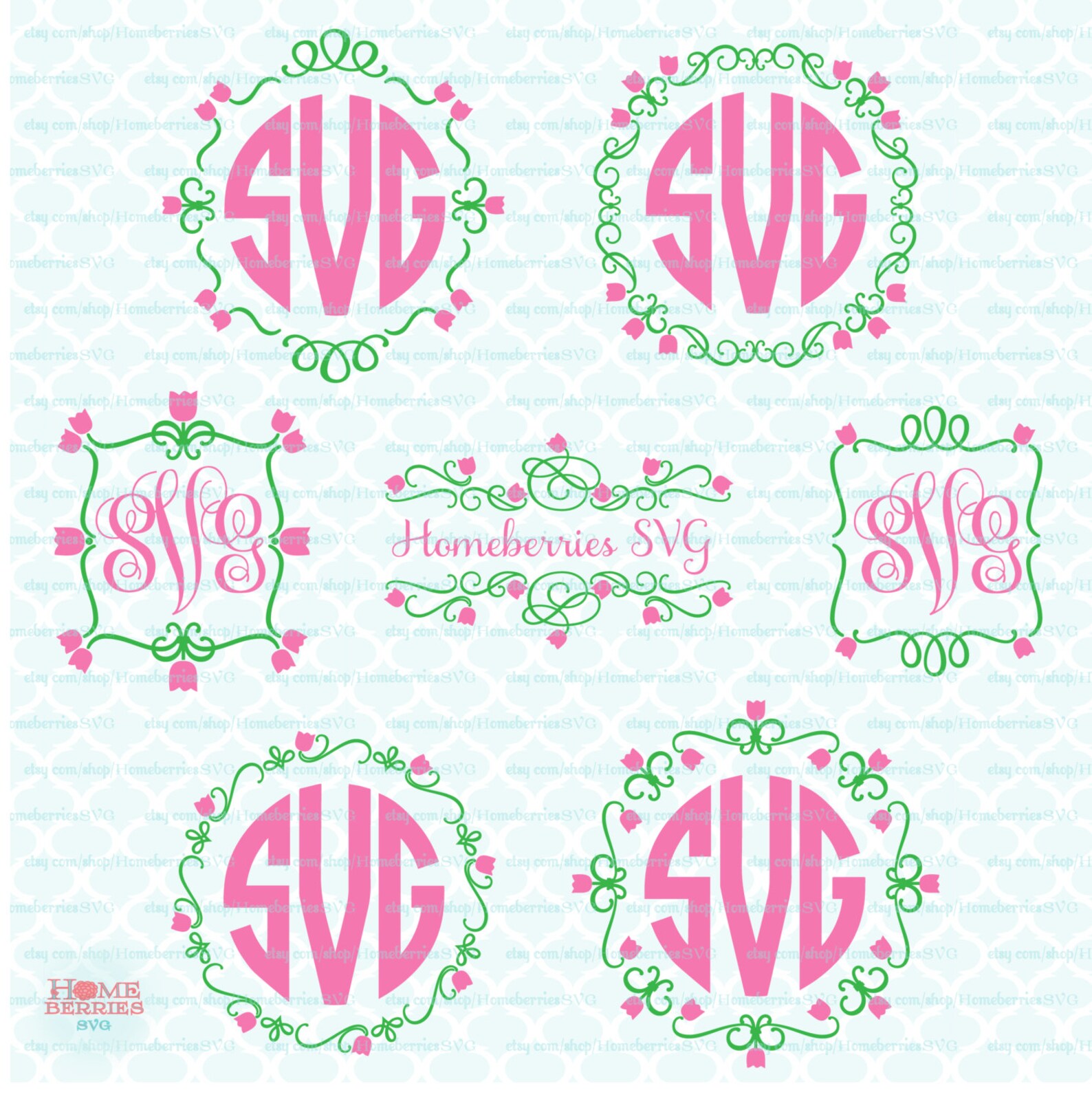 Floral Monogram Frames Svg Floral Frames Svg Tulip Frames Svg - Etsy