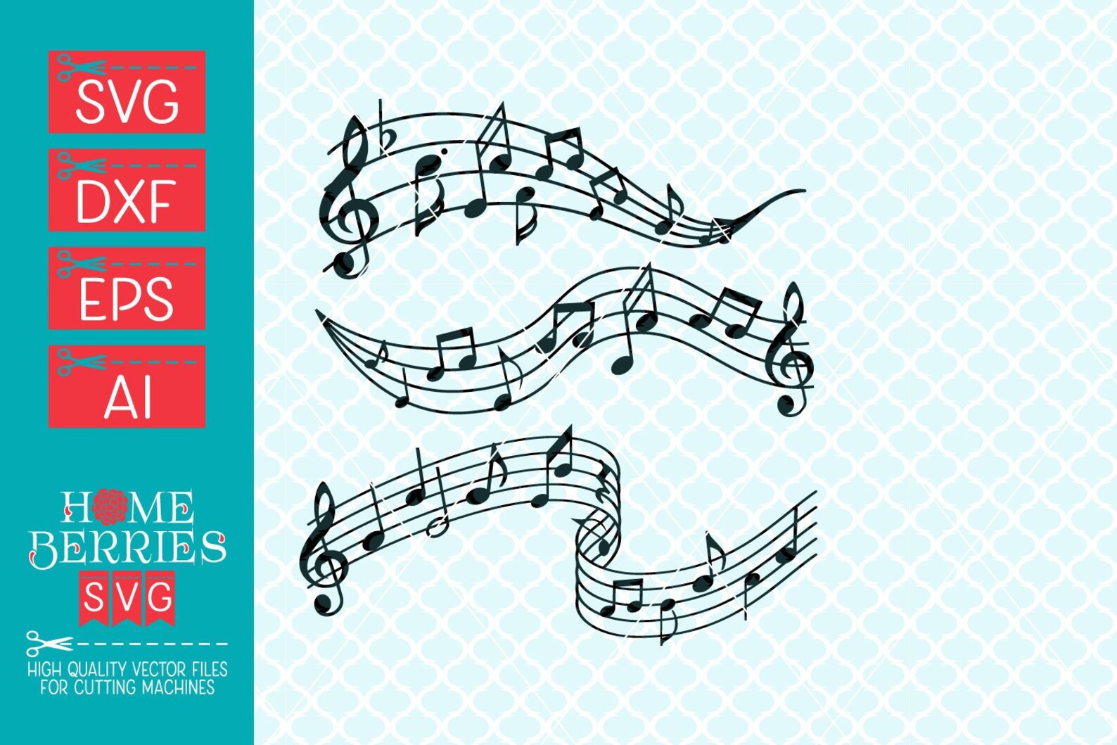 Musical Staff Bundle Music Notes Svg Dxf Eps Ai Cut Files for Cricut ...