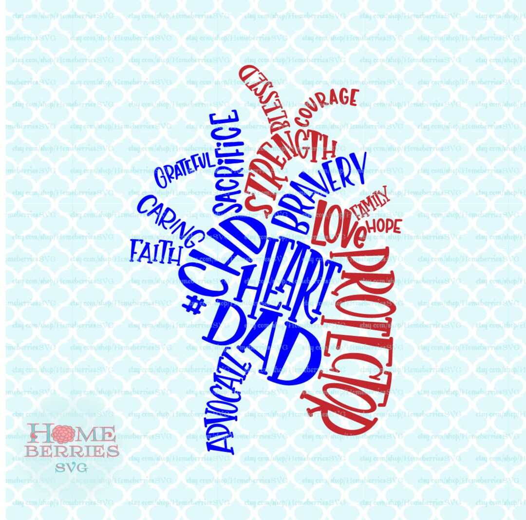 CHD Heart Dad Svg Congenital Heart Disease CHD Family Svg Dxf Eps Ai ...