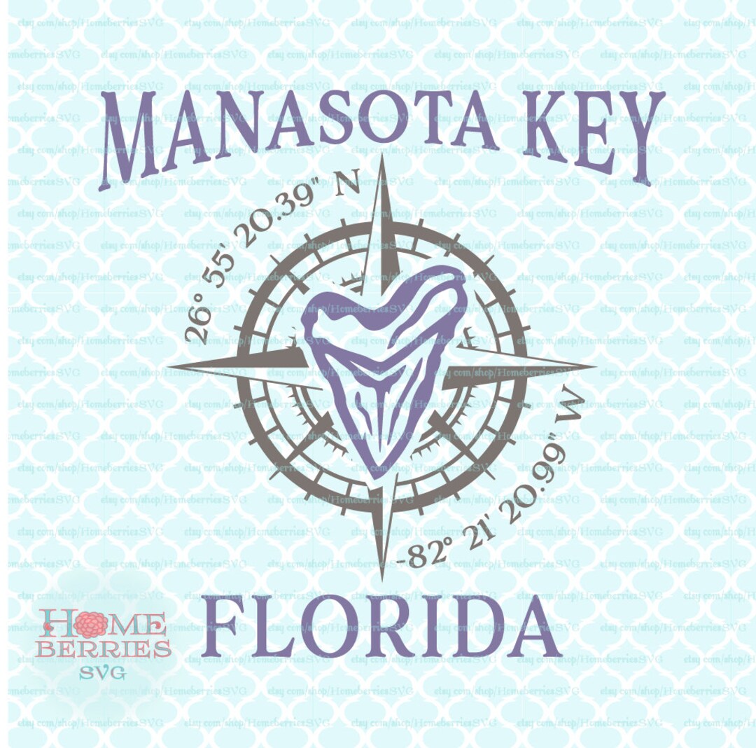 Manasota Key Florida Compass Rose Latitude Longitude FL Home Hometown ...