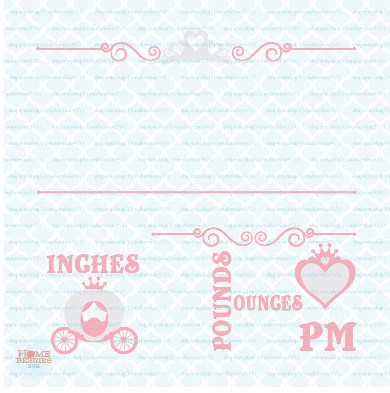 Princess Birth Announcement Statistics Template Svg Baby Stats Svg Dxf ...
