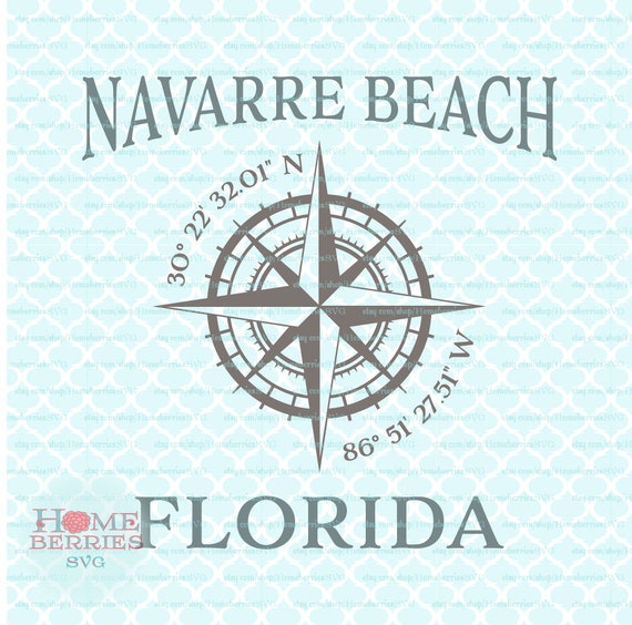 Navarre Beach Florida Compass Rose Home Coordinates FL - Etsy