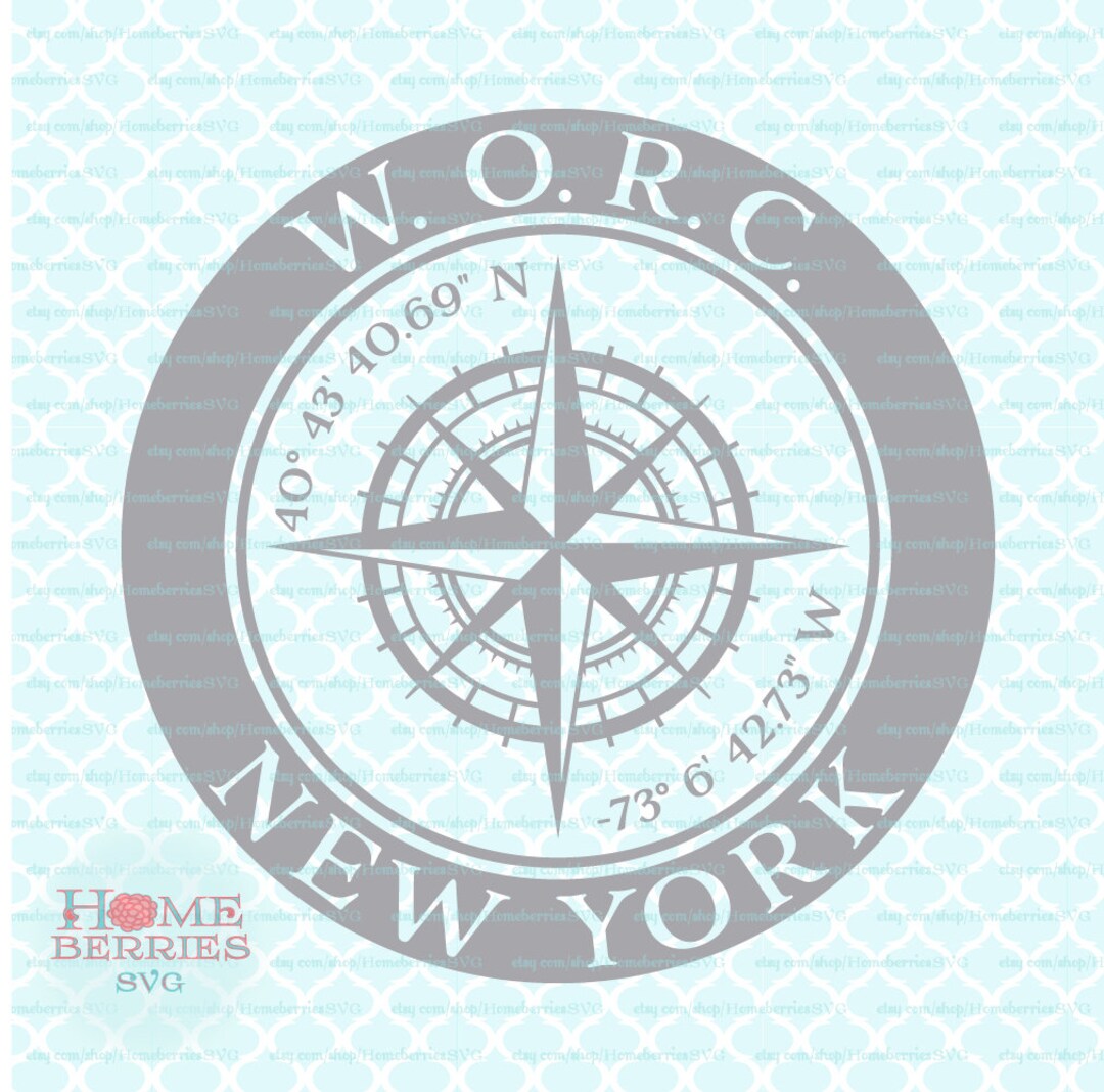 W.O.R.C. New York Compass Rose NY Hometown Coordinates Latitude ...