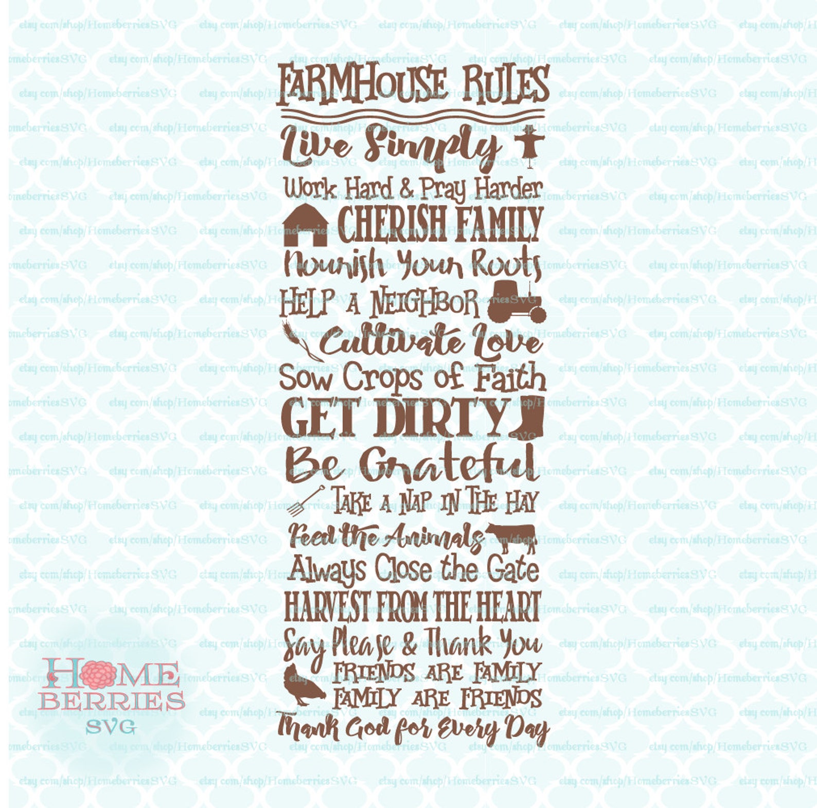 Farmhouse Rules Quotes Sign Farm Living Agriculture Country - Etsy