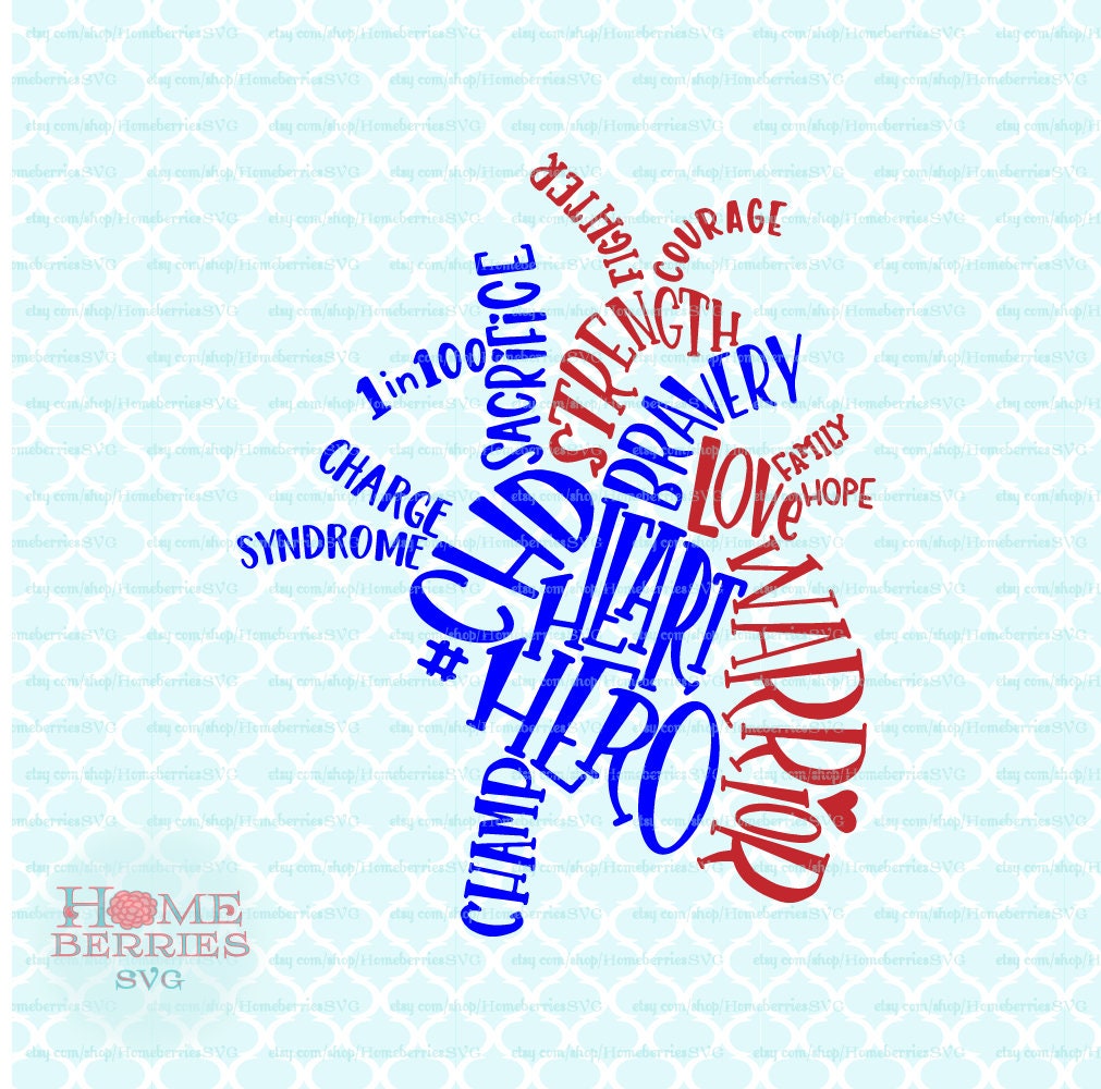 HD Heart Typography Charge Syndrome Awareness Svg Dxf Eps Ai Cut Files ...