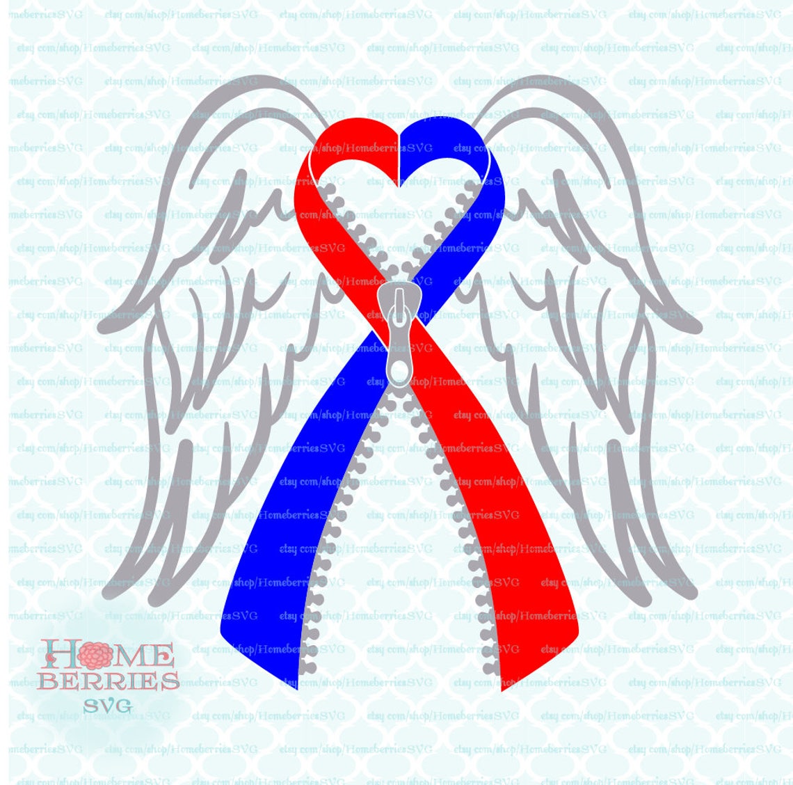 CHD Zipper Club Angel CHD Aware CHD Awareness Ribbon | Etsy