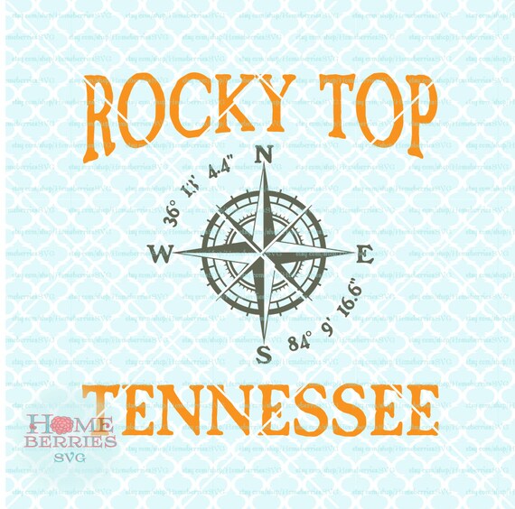 Rocky Top Tennessee Home Hometown Compass Rose Nautical | Etsy