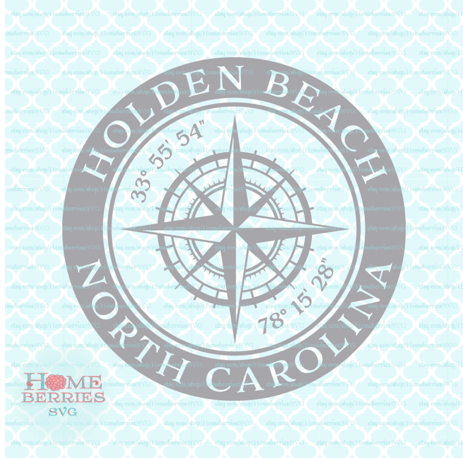 Holden Beach North Carolina Hometown Home Compass Rose - Etsy
