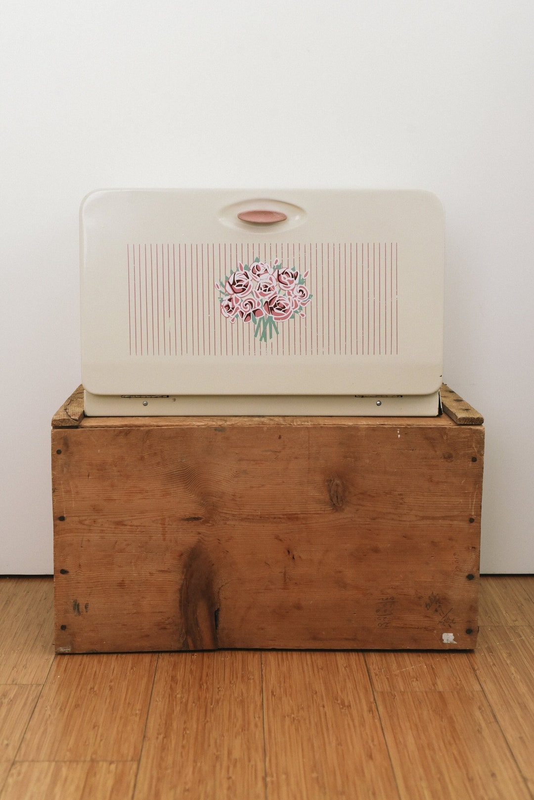 Vintage Mid Century Cottage Chic Floral Bread Box | 1950s Farmhouse ...