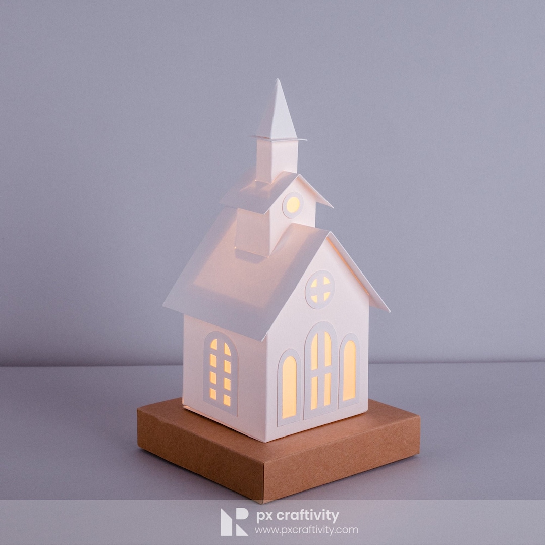 Little Church Template House Lamp Papercraft Paper Lantern Home Décor ...