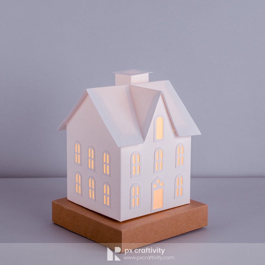 Mansion Template House Lamp Papercraft Paper Lantern Home Décor ...