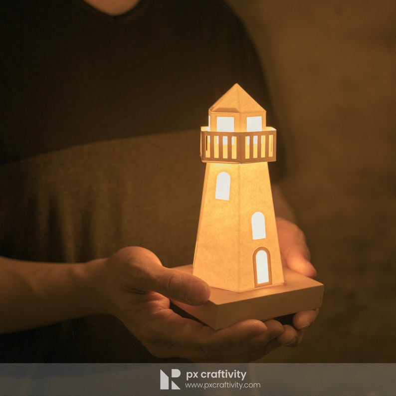 Light House Paper Lamp Papercraft Paper Lantern Home Décor Sculpture ...