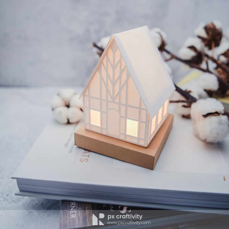 German House Lamp Papercraft Paper Lantern Home Décor Sculpture Gift ...