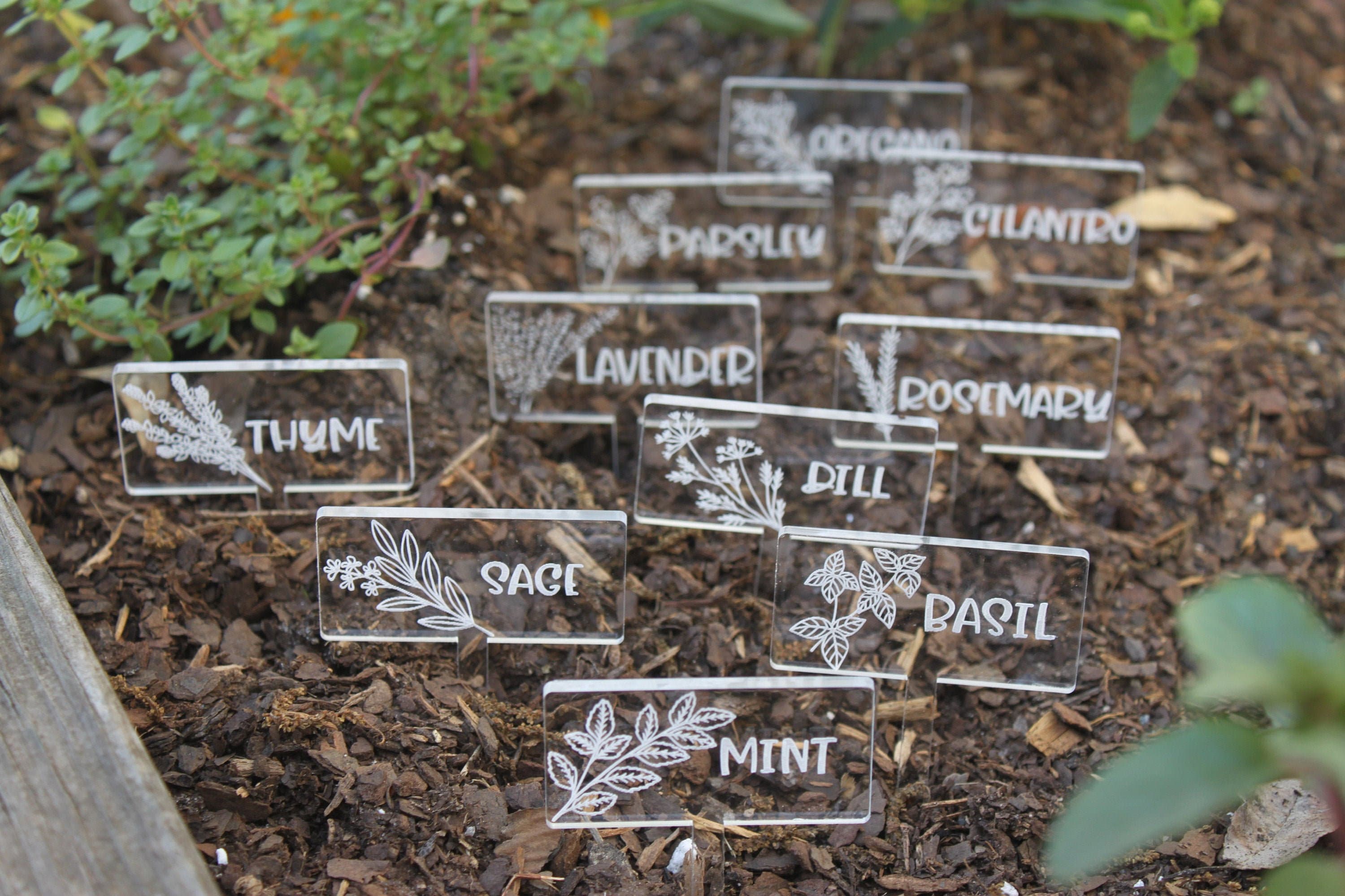 Laser Engraved Acrylic Herb Garden Markers Garden Tags | Etsy