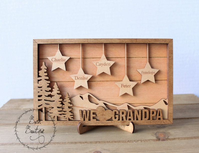 Personalized Mountain Star Name Frame Sign, Father's Day, Mother's Day ...