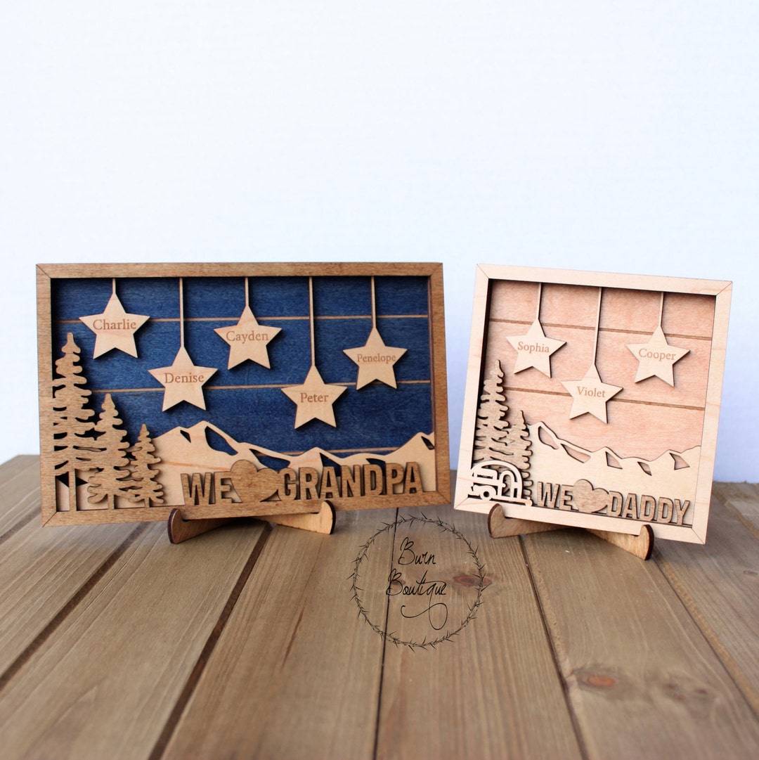 Personalized Mountain Star Name Frame Sign, Father's Day, Mother's Day ...