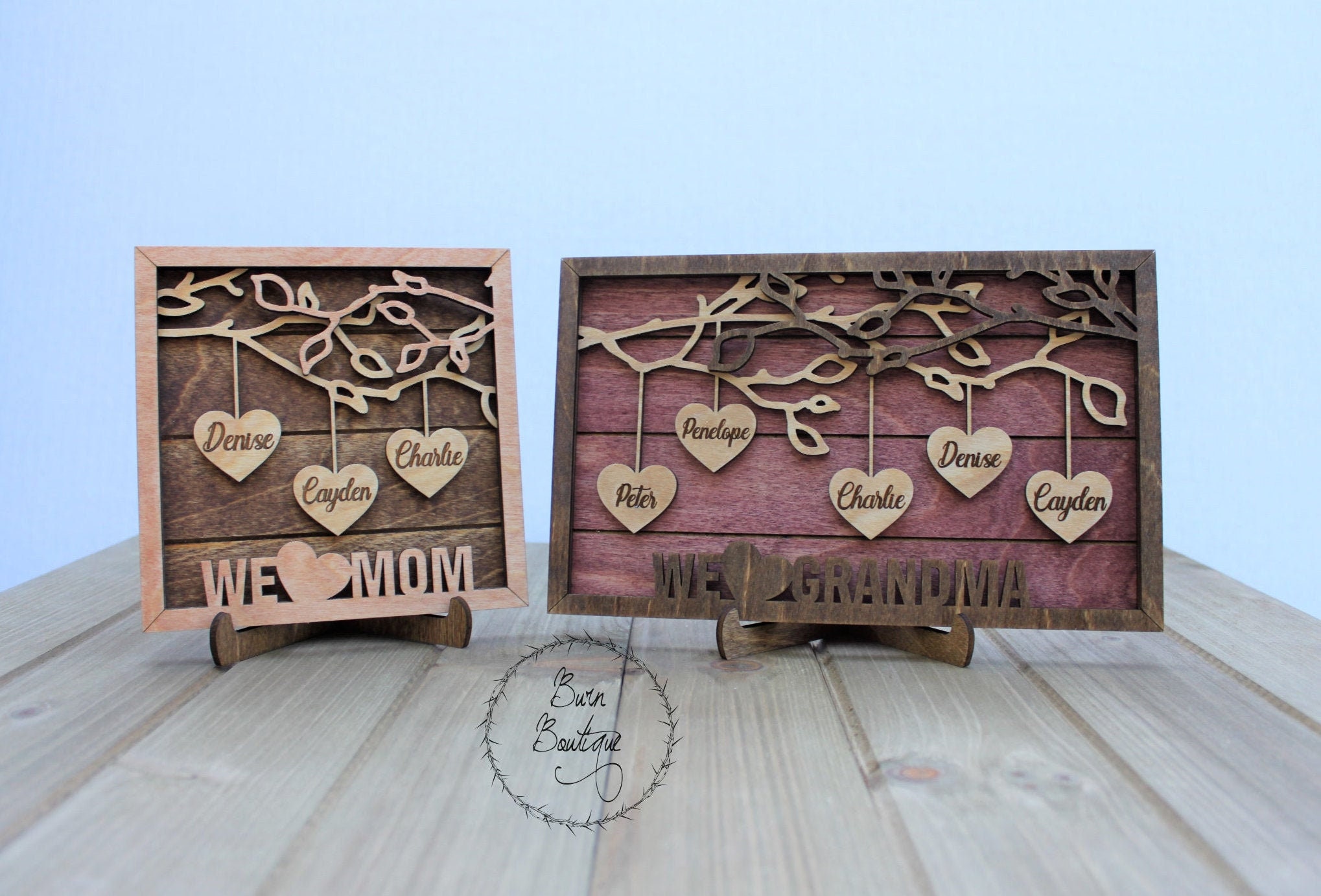 Personalized Hanging Hearts Name Frame Sign Mother's Day | Etsy