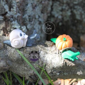 Tiny Halloween Snail Fidget Tool, Pumpkin Shell, Skull Gift, Office ...