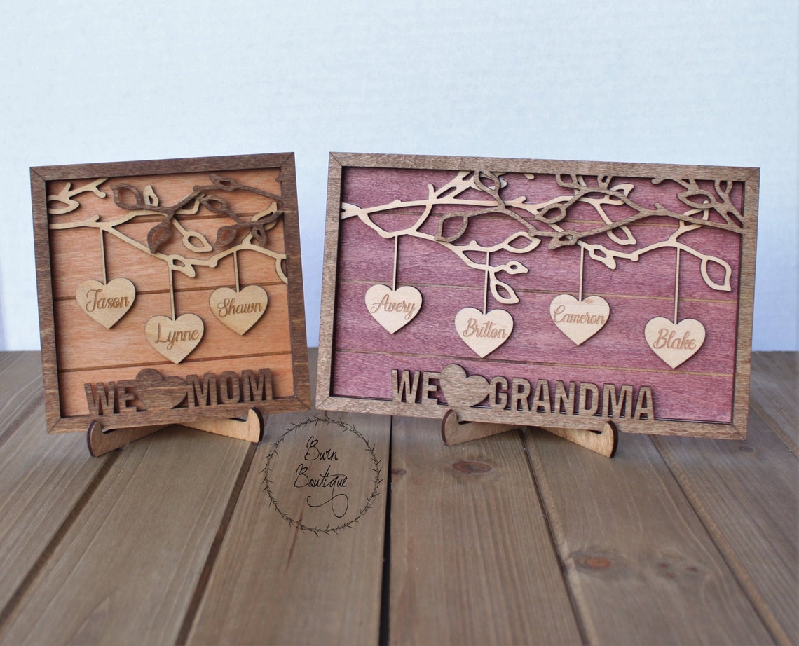 Personalized Hanging Hearts Name Frame Sign Mother's Day - Etsy
