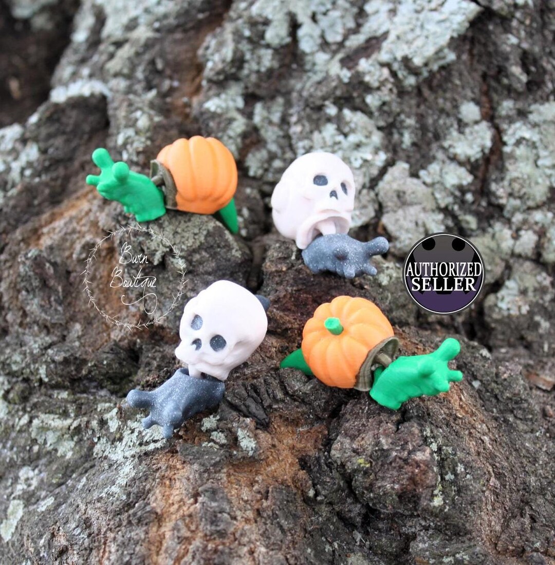 Tiny Halloween Snail Fidget Tool, Pumpkin Shell, Skull Gift, Office ...