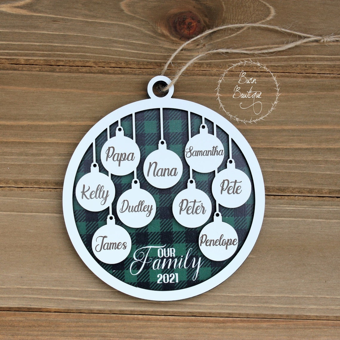Buffalo Plaid Personalized Name Ornament, Christmas Gift, Kids, Gifts ...