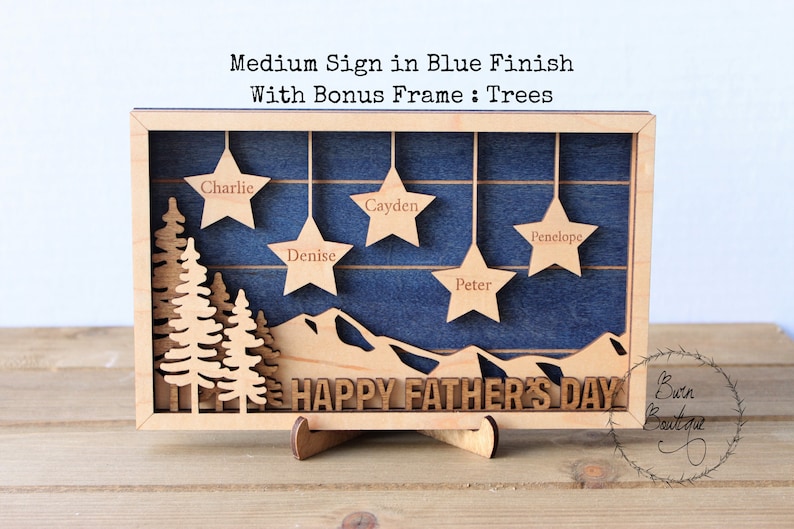 Personalized Mountain Star Name Frame Sign, Father's Day, Mother's Day ...