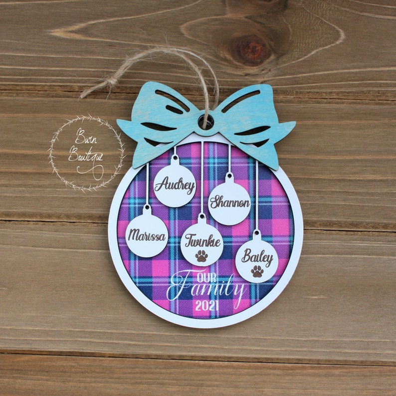 Buffalo Plaid Personalized Name Ornament, Christmas Gift, Kids, Gifts ...