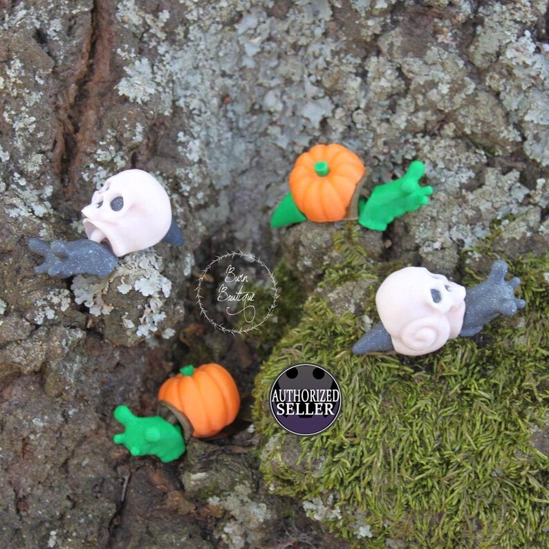 Tiny Halloween Snail Fidget Tool, Pumpkin Shell, Skull Gift, Office ...