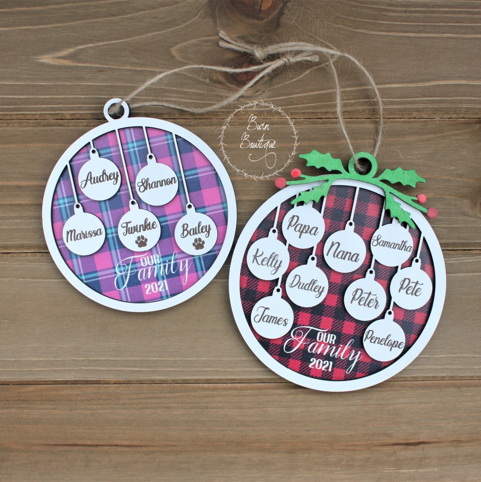 Buffalo Plaid Personalized Name Ornament, Christmas Gift, Kids, Gifts ...