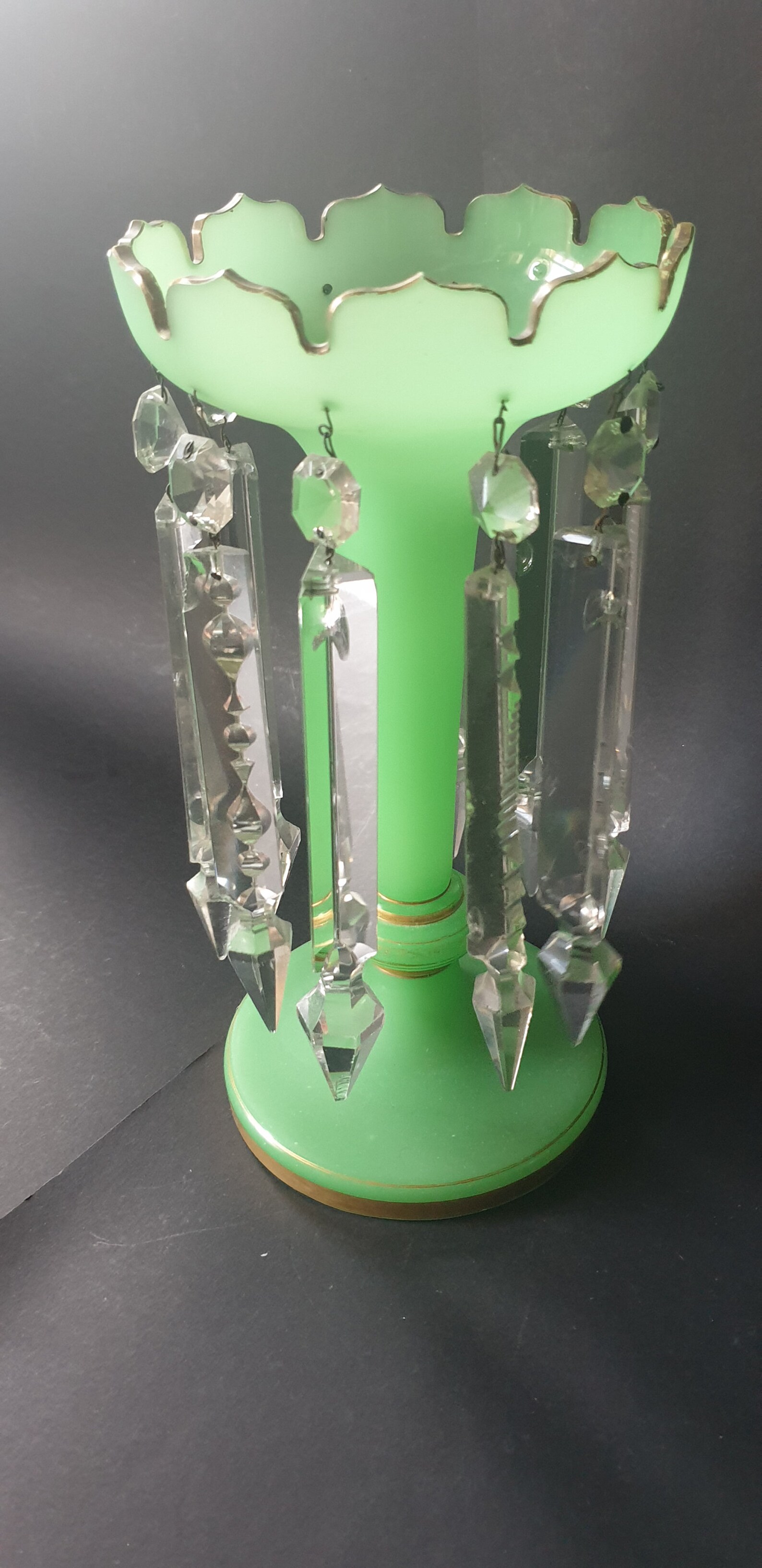 Stunning Large Victorian Uranium Jade Green Glass Lustre Vase - Etsy