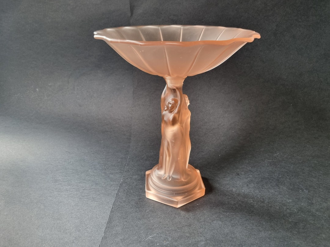 Beautiful Complete Art Deco Pink Frosted Glass Walther Three Graces ...
