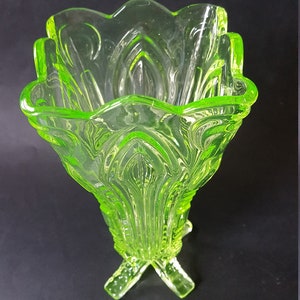 Beautiful Art Deco Uranium Green Glass Sowerby Vase - Etsy
