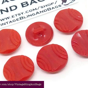 6 14mm Vintage BRIGHT RED Glass Buttons New Old Stock Vintage - Etsy UK