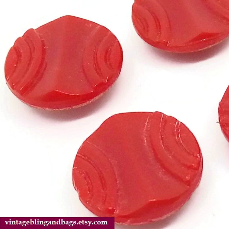 6 14mm Vintage BRIGHT RED Glass Buttons, New Old Stock Vintage Red ...
