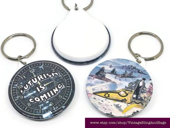 75x45mm Handmade Science Fiction Keyring Futurism Keychain - Etsy