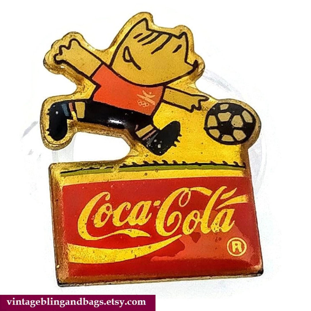 1992 Barcelona Olympics Mascot Cobi Soccer Pin, Coca Cola Advertising ...
