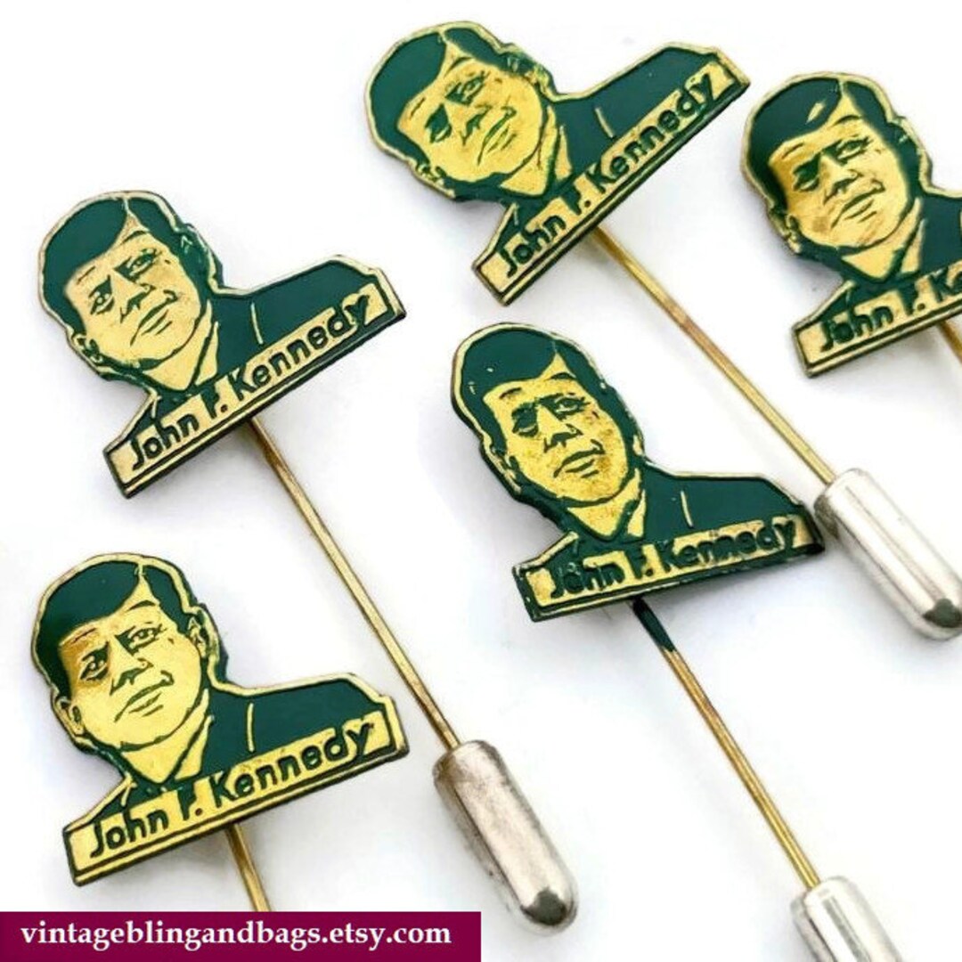 Green Vintage JFK Enamel Campaign Pin, Vintage John F Kennedy Pin ...