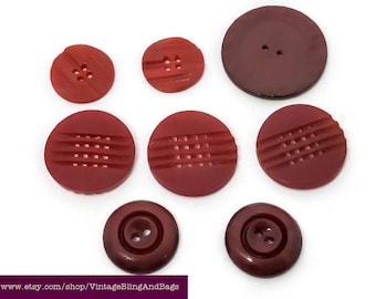 Seven Small Red Vintage Plastic Shirt Buttons B1464 - Etsy