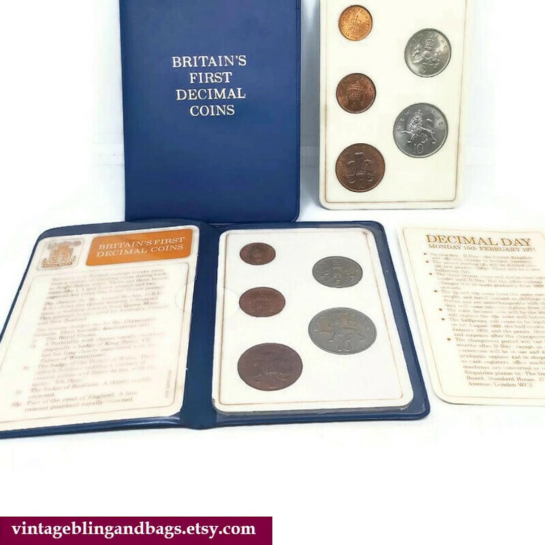 1971 Britain's First Decimal Coin Set of Uncirculated Coins in Wallet ...