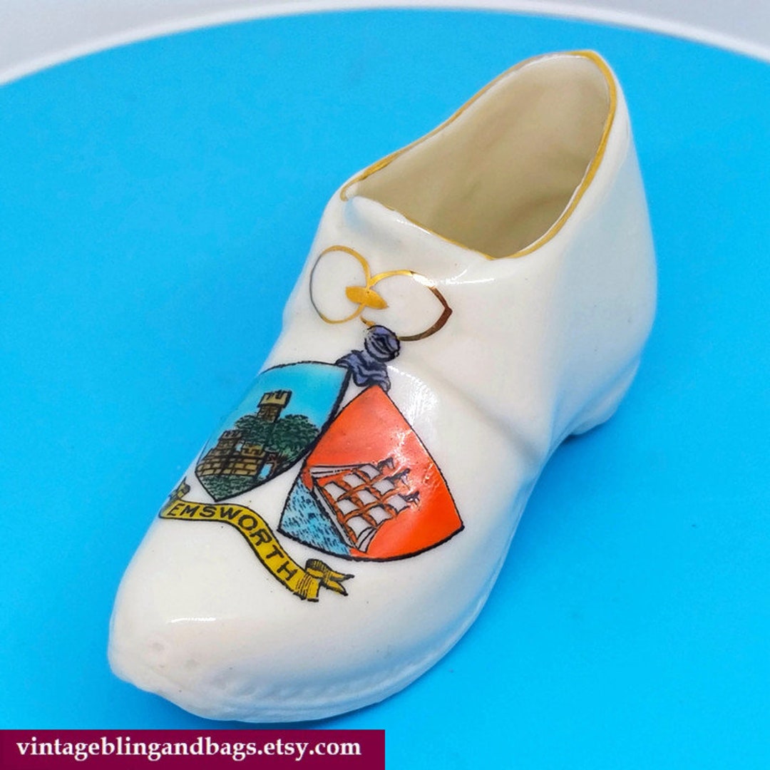 91x46mm 1930s Antique Emsworth Crestware Boot, Swan China Antique ...