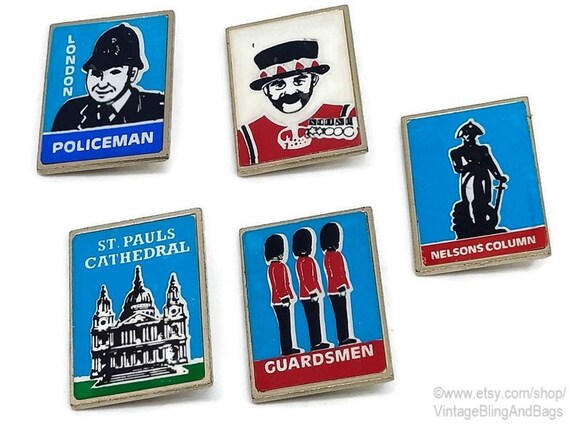 3x2cm 1980s Vintage enamel London pin, 1980s London S… - Gem