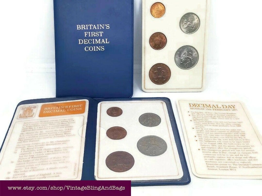 1971 Britain's First Decimal Coin Set of Uncirculated Coins in Wallet ...