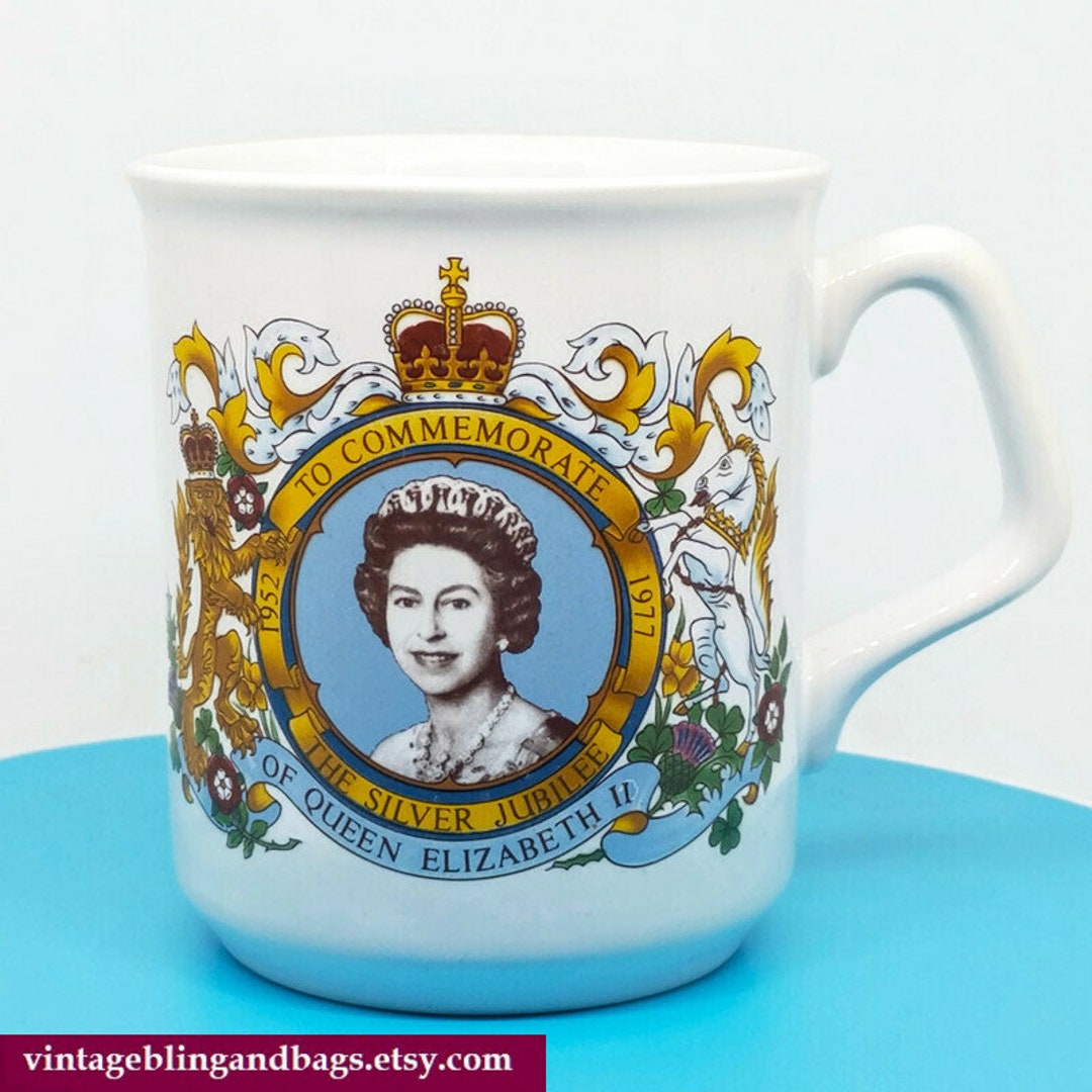 91mm Tams Vintage 1977 Queen Elizabeth Silver Jubilee Mug, Vintage ...