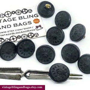 10 17mm Vintage BRITISH POLICE FORCE Buttons, Vintage Black Buttons ...